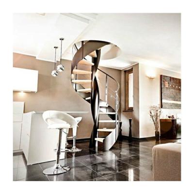 China Apartment oak solid wooden indoor stairs brazilian cherry spiral staircase for sale
