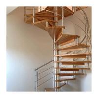 China Handrial bracket stainless steel wood curved stairs modern design spiral staircase for sale