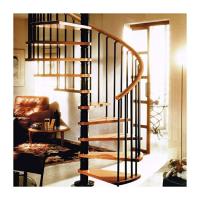 China Residential thick wooden steps stairs kempas spiral staircase for sale