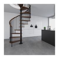 China Art gallery wooden stair tread white color spiral staircase for sale