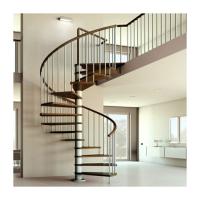 China Art gallery wooden stair tread white color spiral staircase for sale