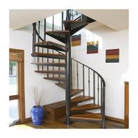 China Art gallery wooden stair tread white color spiral staircase for sale