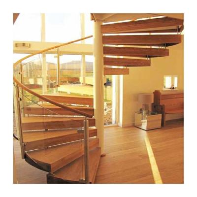 China In simple design steel glass wood stairs use spiral staircase for sale