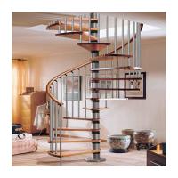China In simple design steel glass wood stairs use spiral staircase for sale