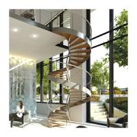 China Decoration toughened thin wood steps stairs decking spiral staircase for sale
