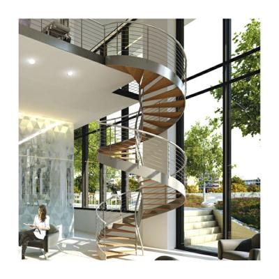 China Decoration toughened thin wood steps stairs decking spiral staircase for sale
