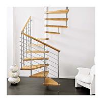 China Single beam wood step stairs exterior aluminum spiral staircase for sale