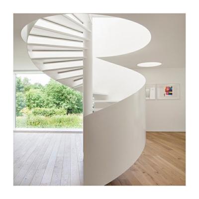 China Townhouse pretty white wood steps stairs modern non slip spiral staircase for sale