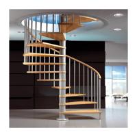 China High quality toughened steel wood steps stairs galvanized steel spiral staircase for sale