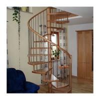China Central frame support white wooden box tread stairs tempered glass spiral staircase for sale