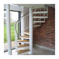 China Central post stringer wood tread stairs office spiral staircase for sale