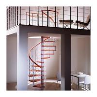 China Department steel wood tread stairs safe reliable spiral staircase for sale
