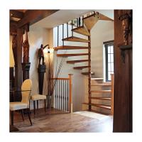 China Household individual white wood tread stairs rod baluster spiral staircase for sale