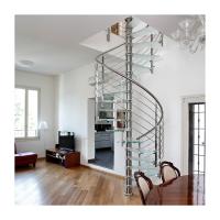 China Household individual white wood tread stairs rod baluster spiral staircase for sale