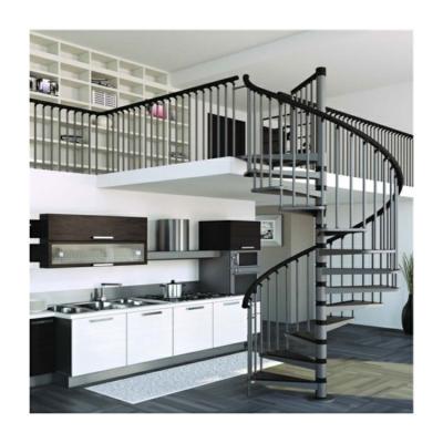 China Steel structure steel wood arc stairs spiral glass staircase for sale