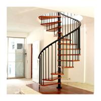 China Steel structure steel wood arc stairs spiral glass staircase for sale