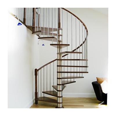 China Central beam iron wood stairs modern simple spiral staircase for sale