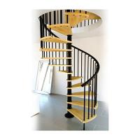 China Central post support unique design shape wood tread stairs glass step spiral staircase for sale