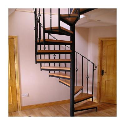 China High quality space saving wood tread stairs teak spiral staircase for sale