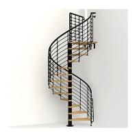 China Handrial bracket wood round stair interior glass spiral staircase for sale