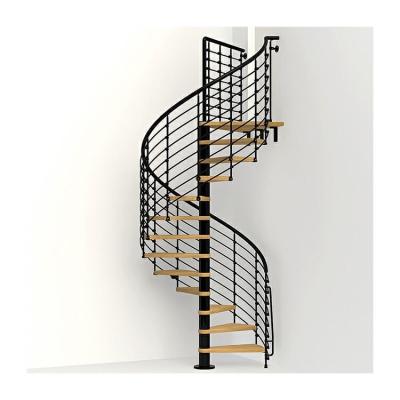 China Handrial bracket wood round stair interior glass spiral staircase for sale
