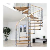 China Condominium custom thin wood tread stairs used indoor spiral staircase for sale