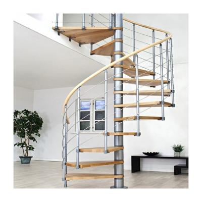 China Condominium custom thin wood tread stairs used indoor spiral staircase for sale