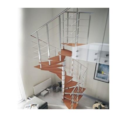 China Firm cable cable composite metal wood stair Steel Structure Spiral Staircase for sale