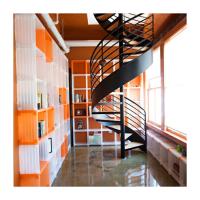 China Firm cable cable composite metal wood stair Steel Structure Spiral Staircase for sale