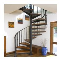 China Firm cable cable composite metal wood stair Steel Structure Spiral Staircase for sale