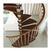 China Single beam steel wooden tread stairs customized spiral staircase for sale