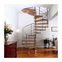 China General direct sales arc style wood stair home use spiral staircase for sale
