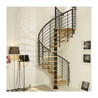 China Single stringer outdoor wood stair stainless steel glass spiral staircase for sale