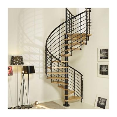 China Single stringer outdoor wood stair stainless steel glass spiral staircase for sale