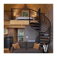 China Modern building carved wood stair steel glass spiral staircase for sale