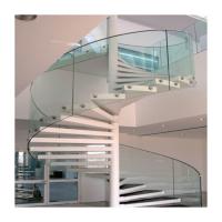 China Condominium used indoor wood treads stair curved spiral staircase for sale