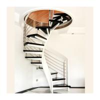 China Steel stringer wood tread spiral staircase price building spiral stairs for sale