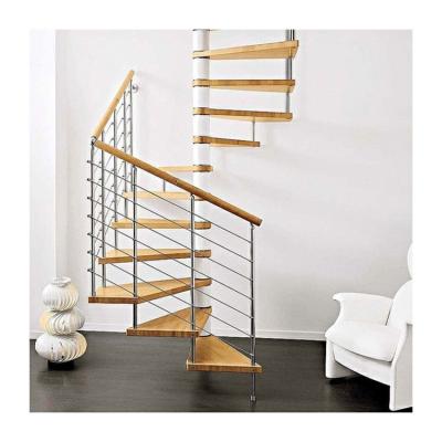 China Central stringer wood spiral staircase used stainless steel frame spiral stairs for sale