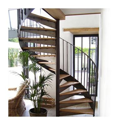 China Factory direct cast iron wood helical stair large spiral staircase for sale