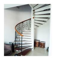 China Central post stringer stainless steel wood spiral stairs decorative spiral staircase for hotel for sale
