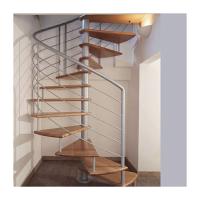China Central post stringer stainless steel wood spiral stairs decorative spiral staircase for hotel for sale