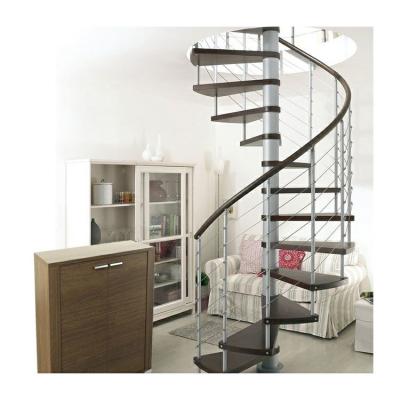 China Steel landing galvanized steel wood spiral stairs modern spiral staircase for sale for sale