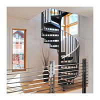 China Central round stringer carbon steel wood treads spiral stairs measures spiral staircase for house for sale
