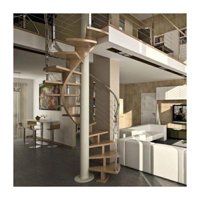 China Factory seller painting steel wooden tread stair simple design style spiral staircase for sale