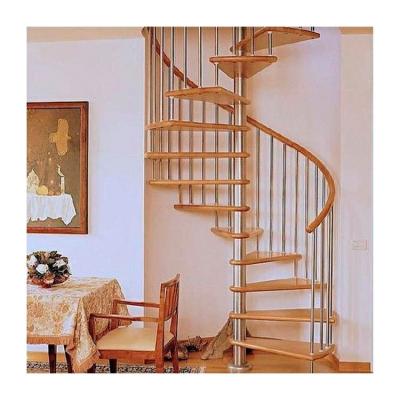 China Used steel beams wood spiral outdoor staircase design saving spiral stairs for sale
