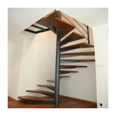 China Condominium steel wood spiral stair interior spiral staircase design for sale
