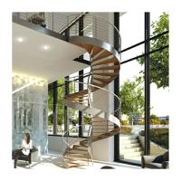 China Condominium steel wood spiral stair interior spiral staircase design for sale
