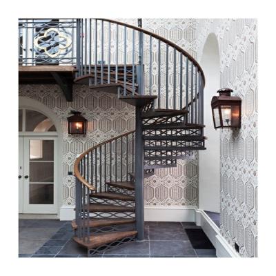 China Central stringer dark color wood spiral stairs spiral staircase tread for sale