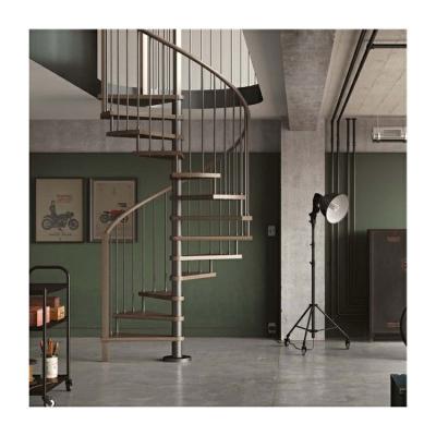 China Central post stringer stainless steel spiral wood staircase indoor spiral stairs for sale