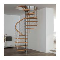 China Central post stringer stainless steel spiral wood staircase indoor spiral stairs for sale